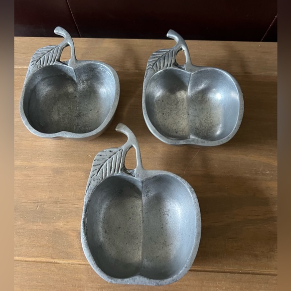 Home Collection | Accents | Set Of Three Pewter Apple Dishes Use As ...